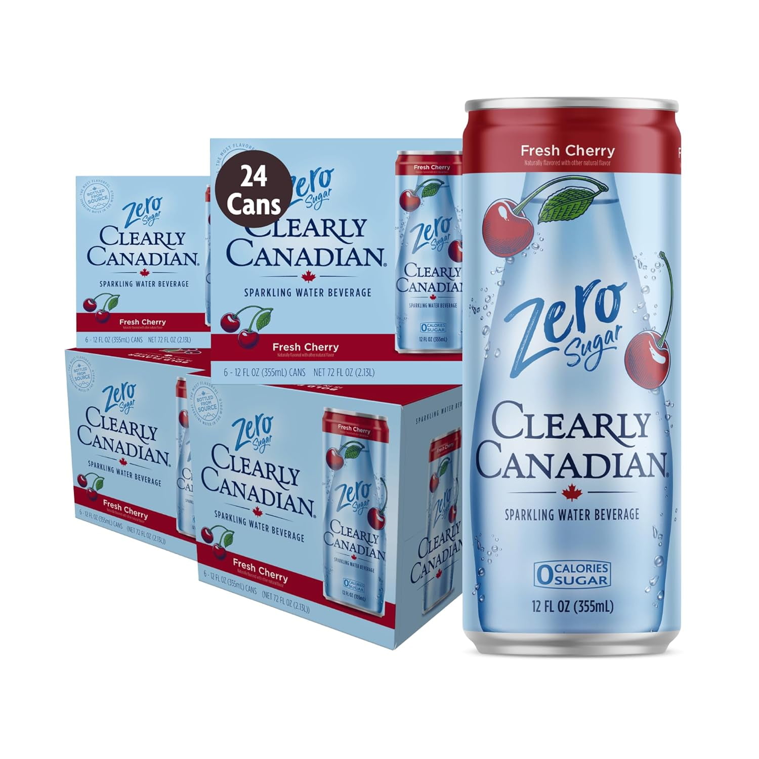 Clearly Canadian Zero Sugar Fresh Cherry Sparkling Water Beverage, Zero Sugar & Zero Calories. 1 ...