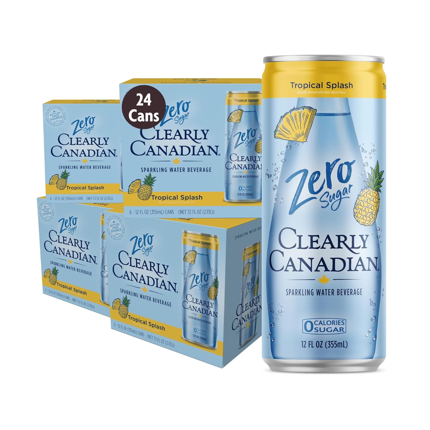 Clearly Canadian Tropical Splash Cans Sparkling Water, 24-Pack (Regular ...