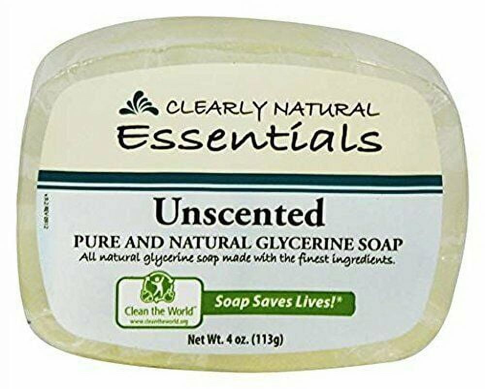 Clearly Natural Glycerin Bar Soap Unscented, Paraben Free, 4oz, 4-Pack ...