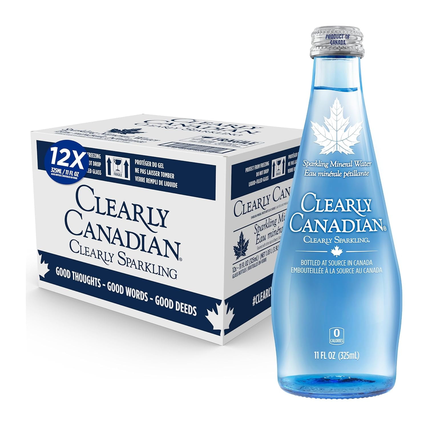 Clearly Sparkling Spring Water Beverage, Natural & Carbonated Seltzer Water, 1 Case (12 Bottles ...