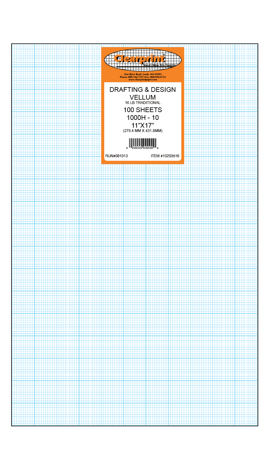 Clearprint 1000H 11" x 17" Design Vellum Sheets with 10x10 Fade-Out ...