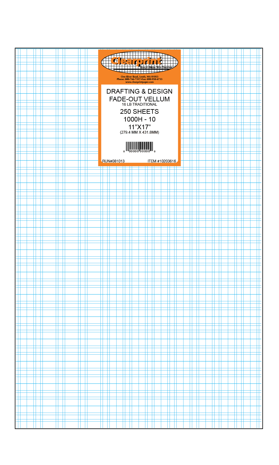 Clearprint 1000H 11" x 17" Design Vellum Sheets with 10x10 Fade-Out ...