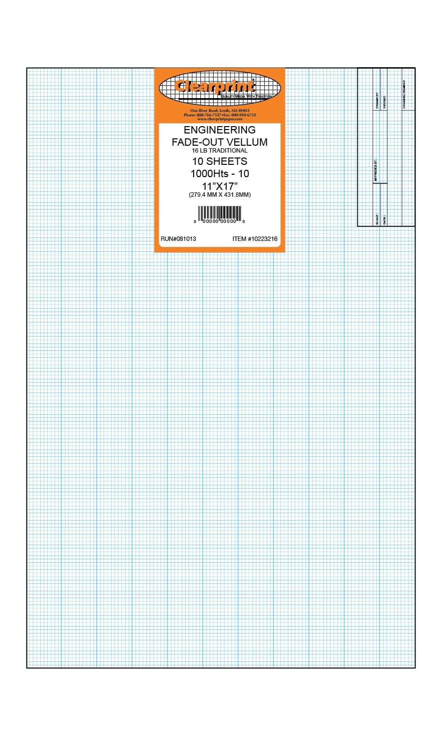 Clearprint 1000H 11" x 17" Design Vellum Sheets with Engineer Title ...