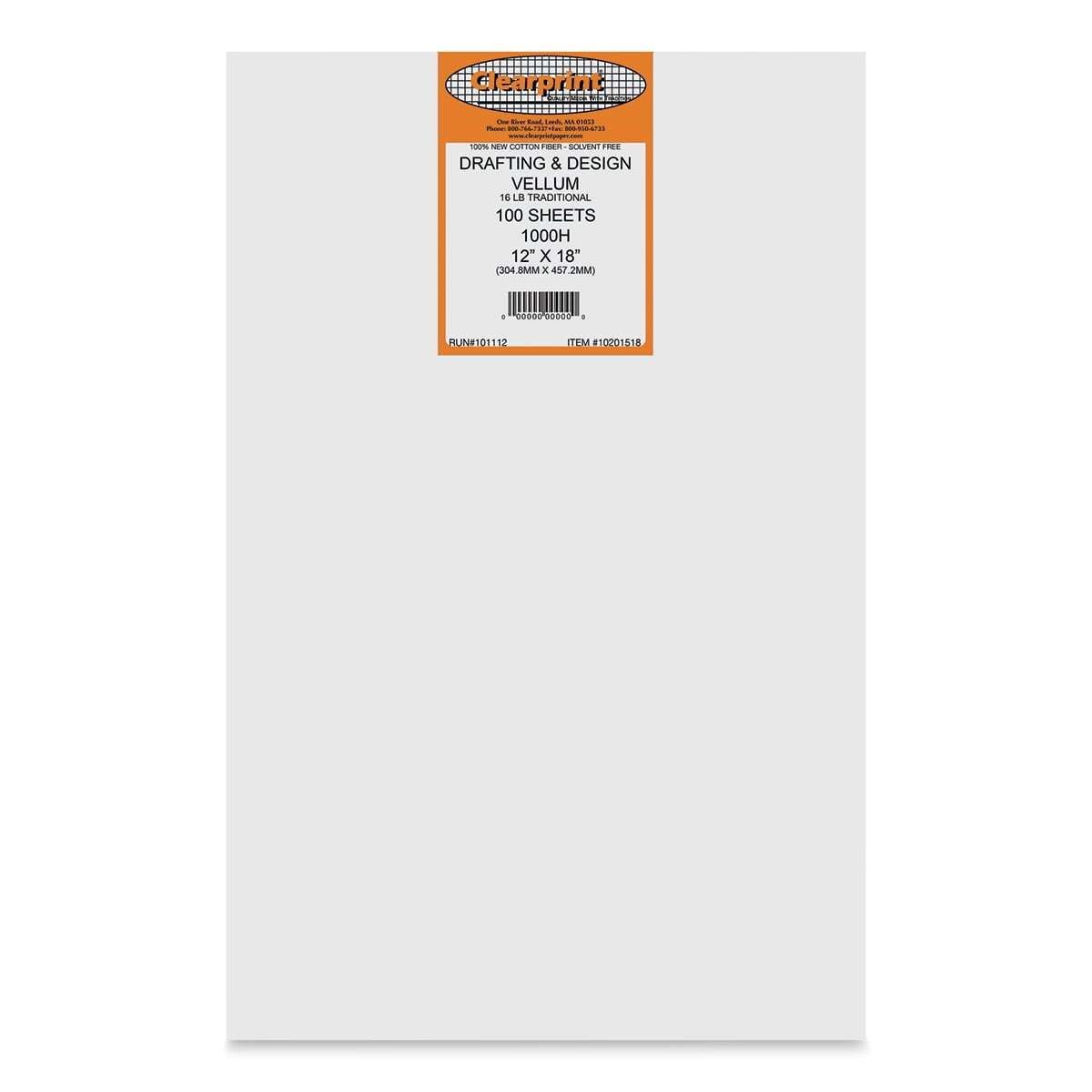 Clearprint 1000H 12" x 18" Design Vellum Sheets, 16 lb., 100% Cotton ...