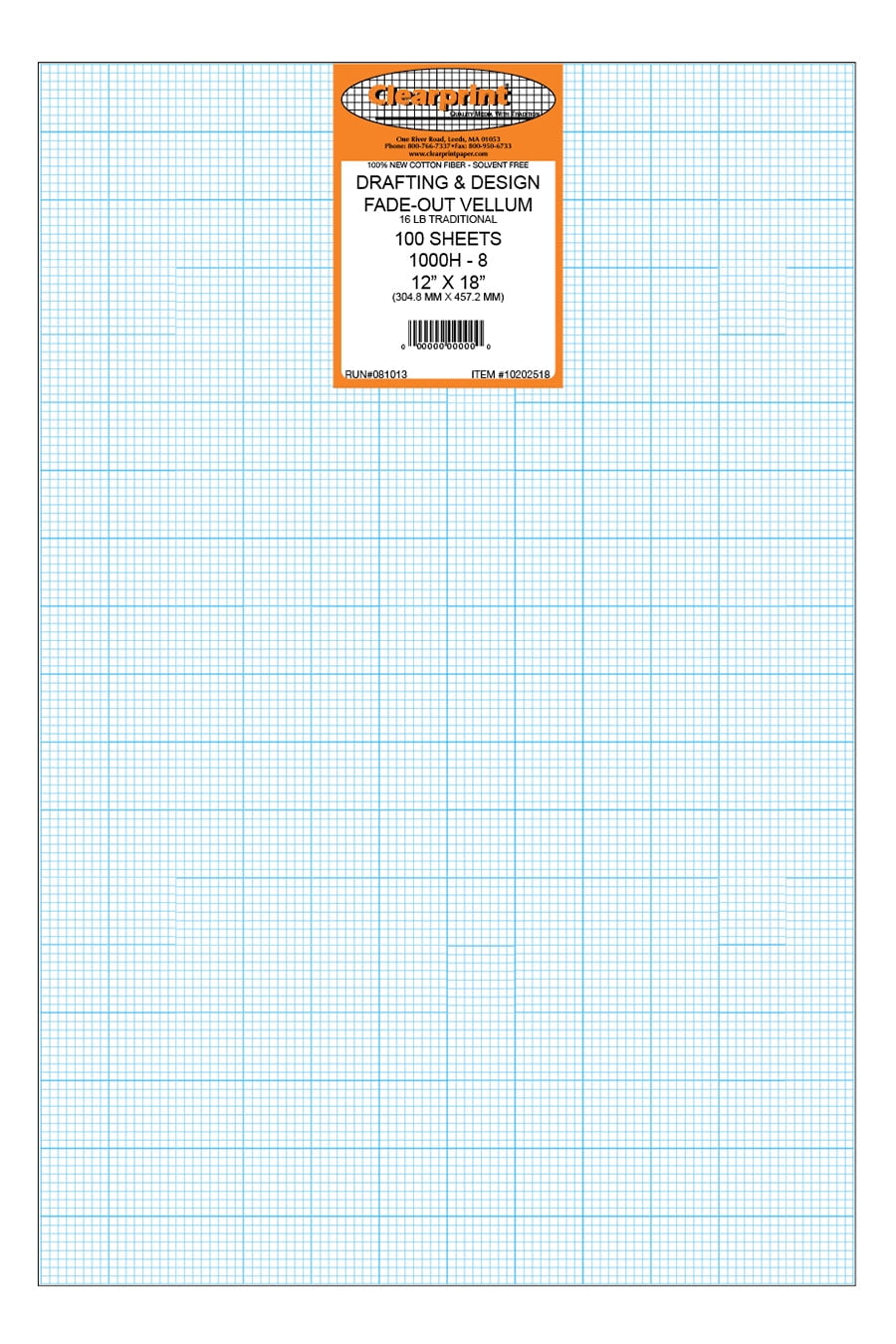 Clearprint 1000H 12" x 18" Design Vellum Sheets with 8x8 Fade-Out Grid ...