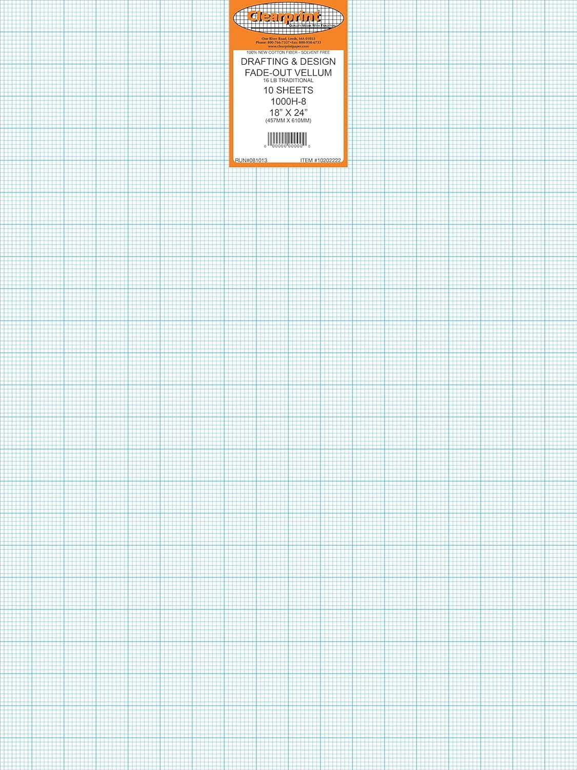 Clearprint 1000H 18" x 24" Design Vellum Sheets with 8x8 Fade-Out Grid ...