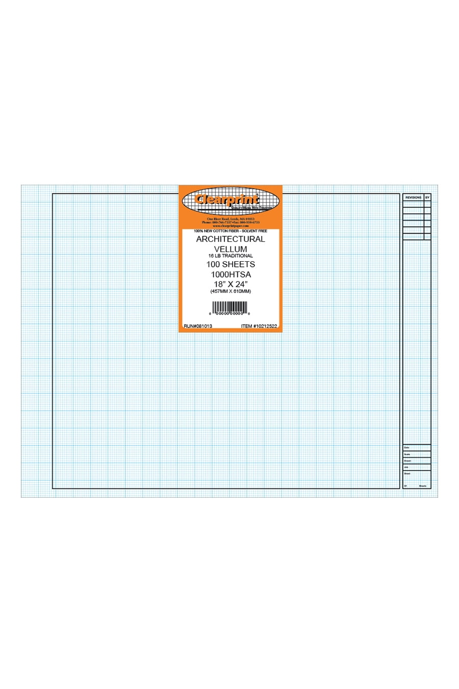 Clearprint 1000H 18" x 24" Design Vellum Sheets with Architect Title ...