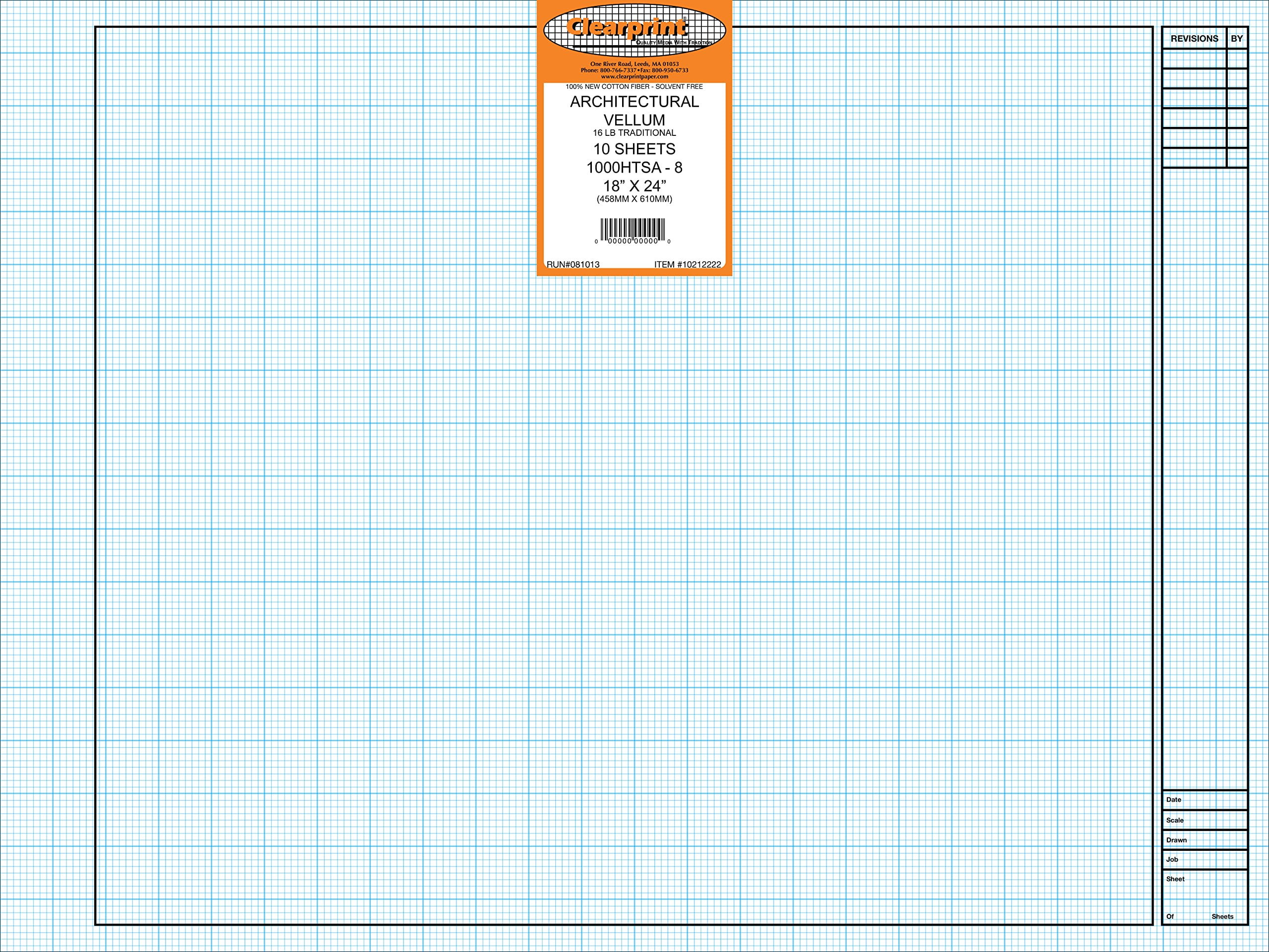 Clearprint 18" x 24" 1000H Design Vellum Sheets with Architect Title ...