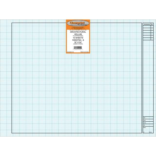 Clearprint 1000H 18" x 24" Design Vellum Sheets with Architect Title ...