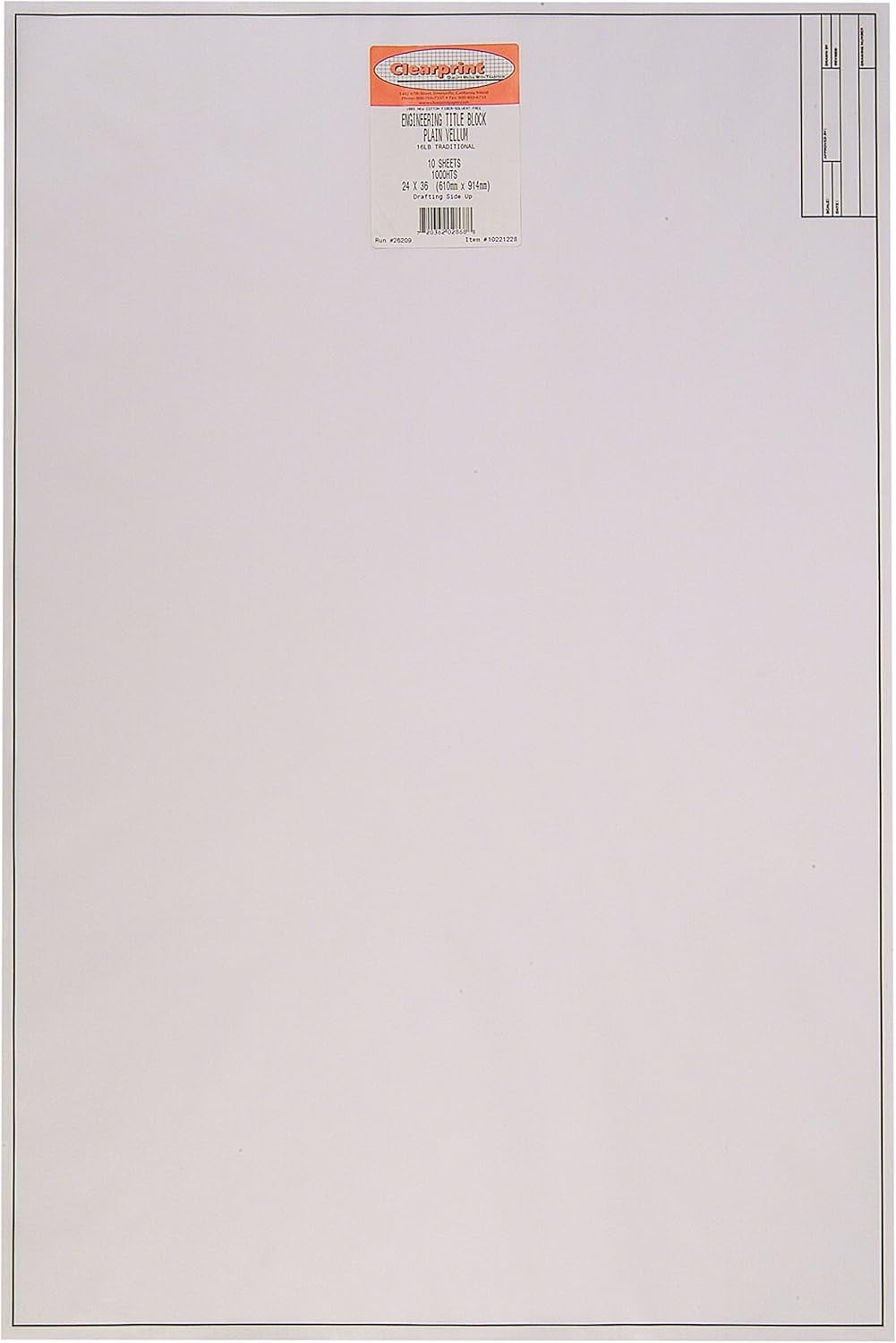 Clearprint 1000H 24" x 36" Design Vellum Sheets with Engineer Title ...