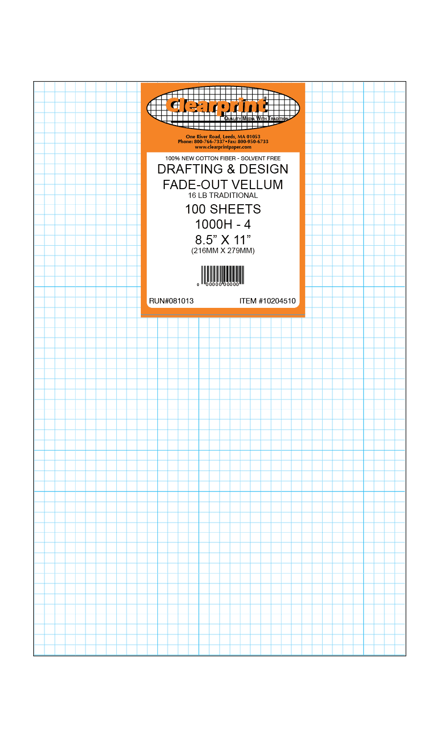 Clearprint 1000H 8.5" x 11" Design Vellum Sheets with 4x4 Fade-Out Grid ...