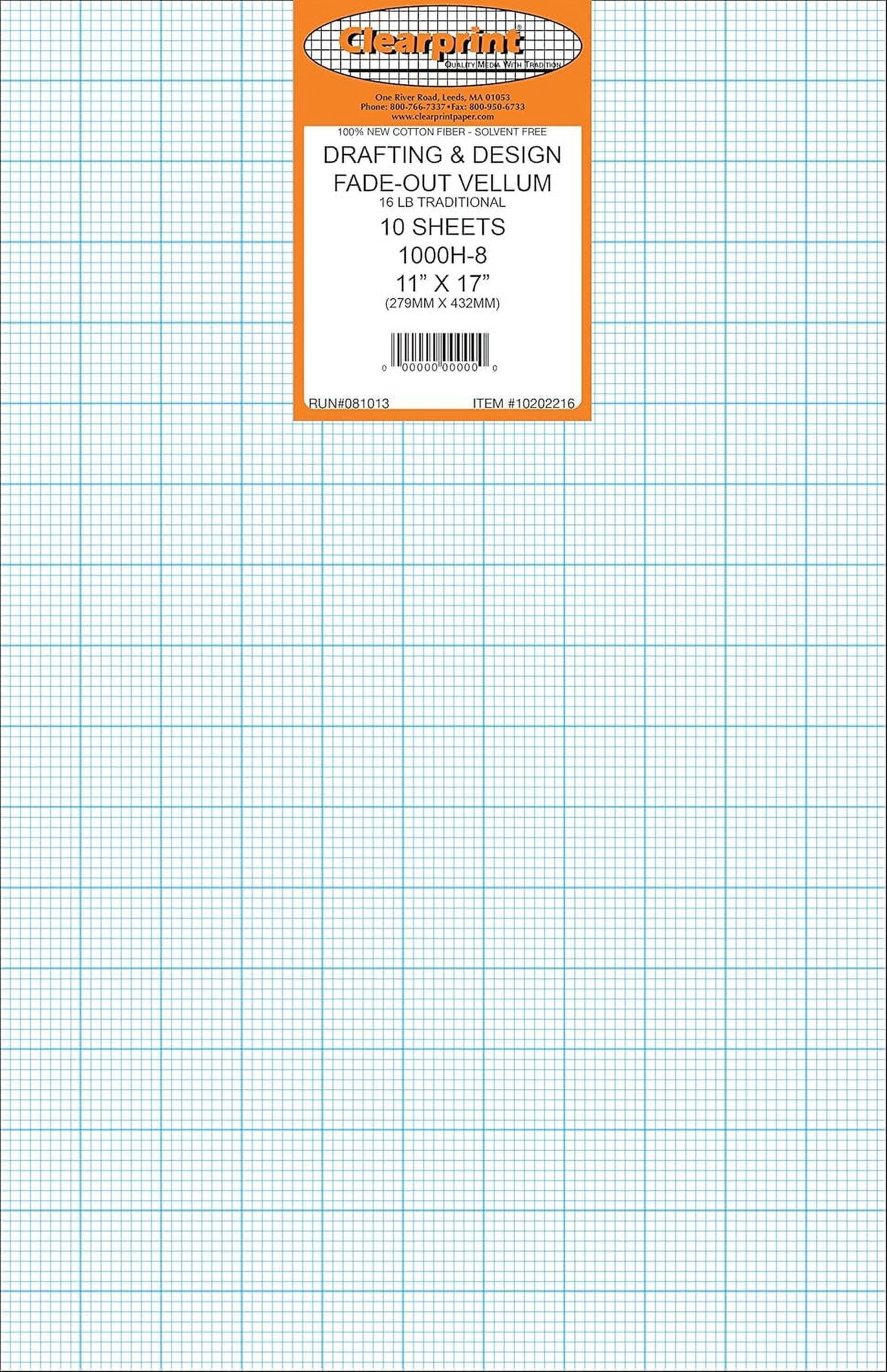 Clearprint 11" x 17" KEF16 1000H Design Vellum Sheets with Printed Fade ...