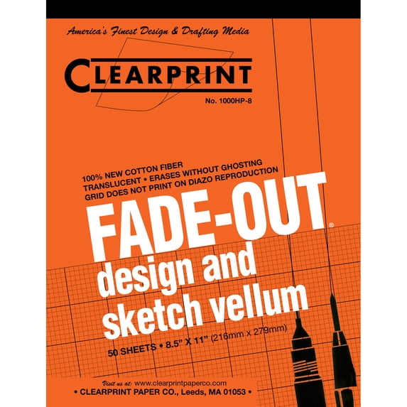 Clearprint Design and Sketch Pad, 8x8 Grid, 8.5in x 11in - Walmart.com