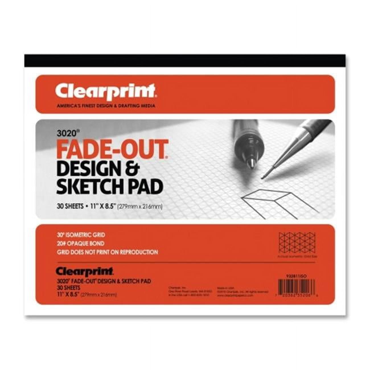 Clearprint Grid Paper Pad 20lb. 30Degree Isometric 8.5 in. x 11 in. 30 ...