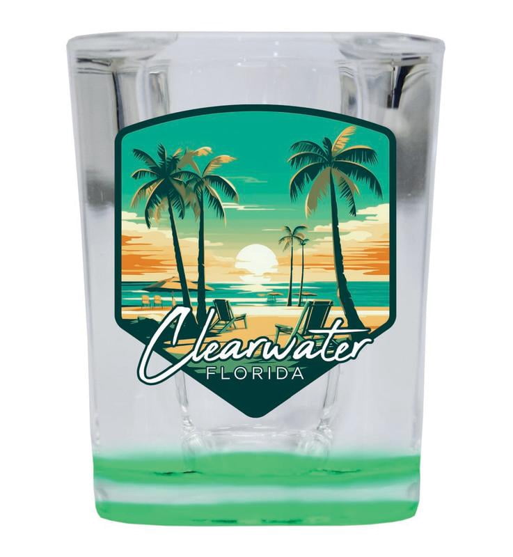 Clearwater Florida Design B Souvenir 2 oz Square Shot Glass Green ...