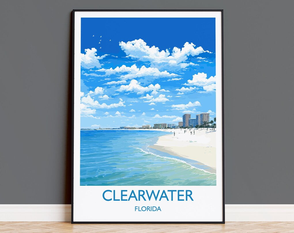 Clearwater Travel Print, Travel Poster Of Clearwater, Clearwater Gift ...