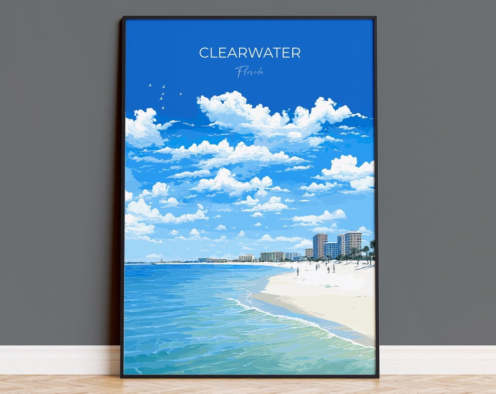 Clearwater Travel Print, Travel Poster Of Clearwater, Clearwater Gift ...