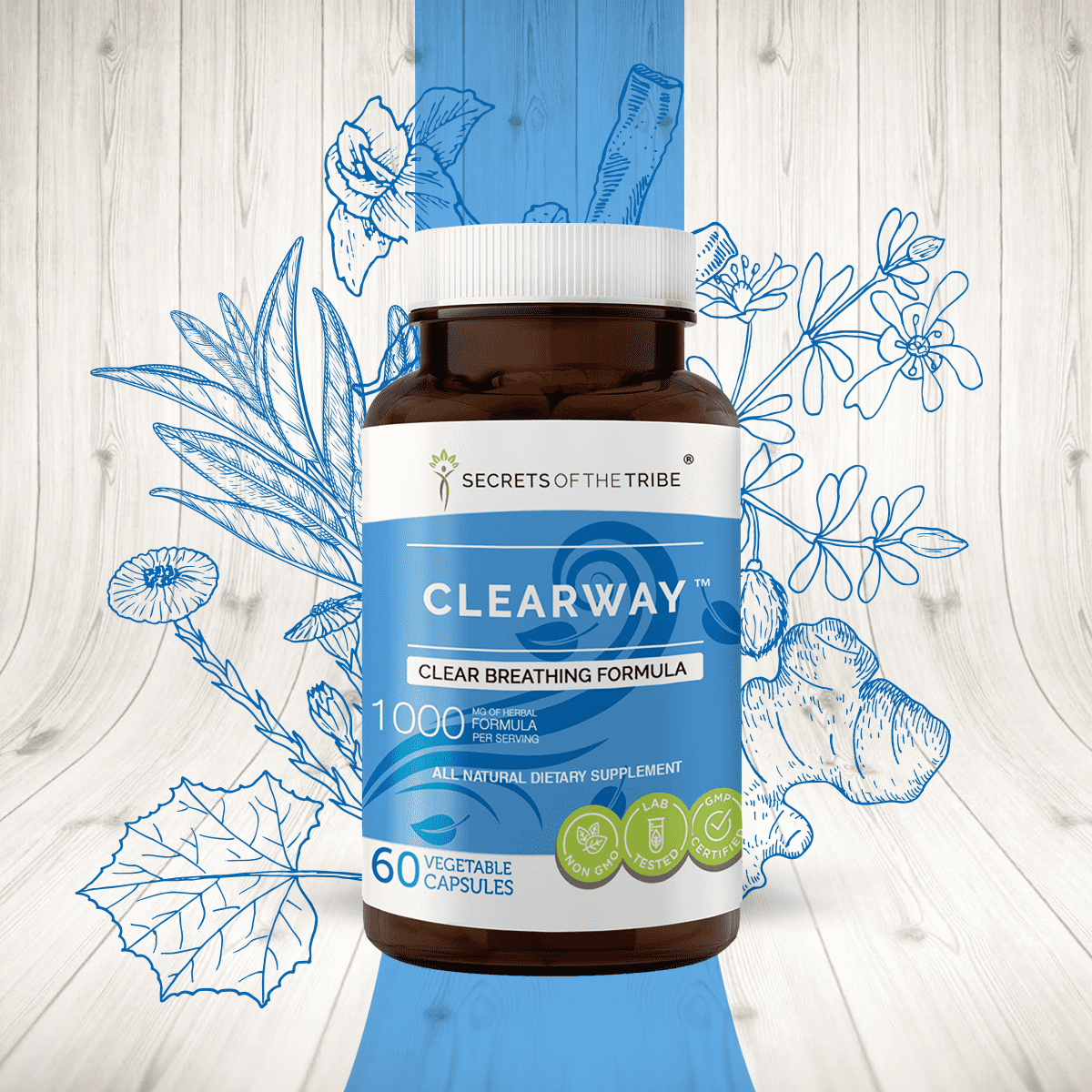 Clearway 60 Capsules, 500 mg, Licorice, Chaparral, Ginger, Thyme, Sage ...