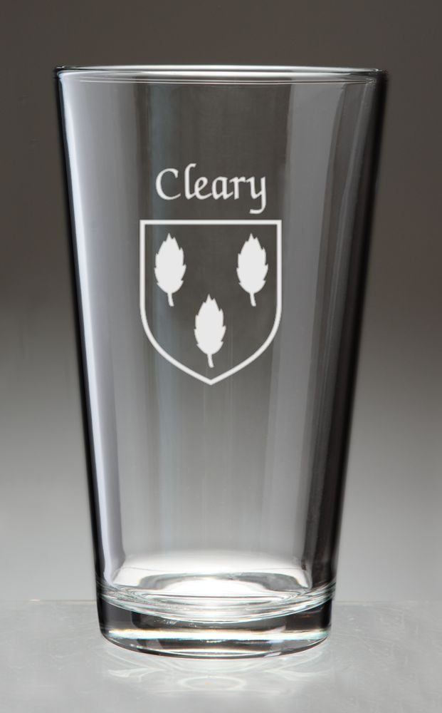 Cleary Irish Coat of Arms Pint Glasses - Set of 4 (Sand Etched ...