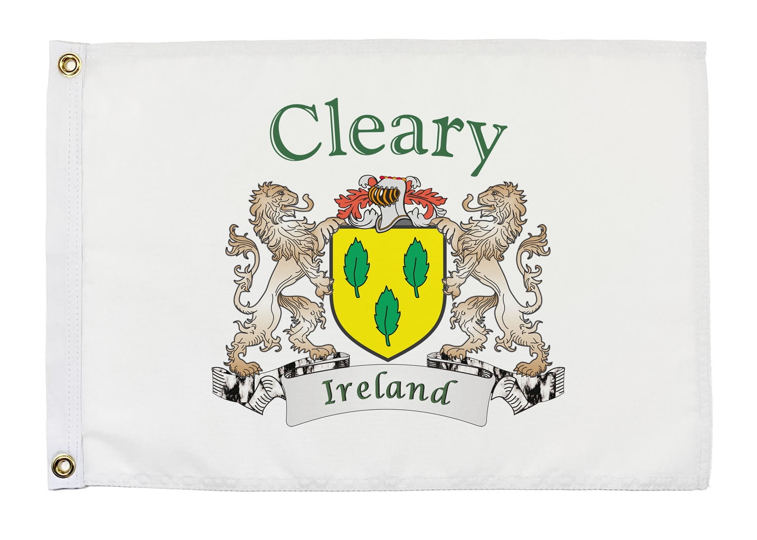 Cleary Irish Coat of Arms Small White Flag - 16"x10.5" inches - Walmart.com