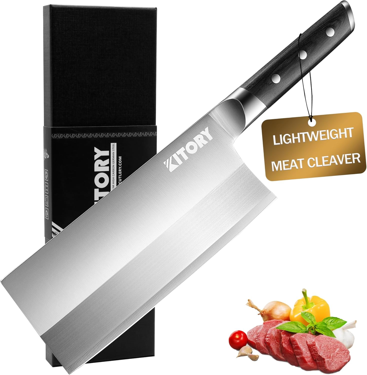 Cleaver 7", Lite Chinese Chef`s kitchen knife, for unfrozen meat and ...