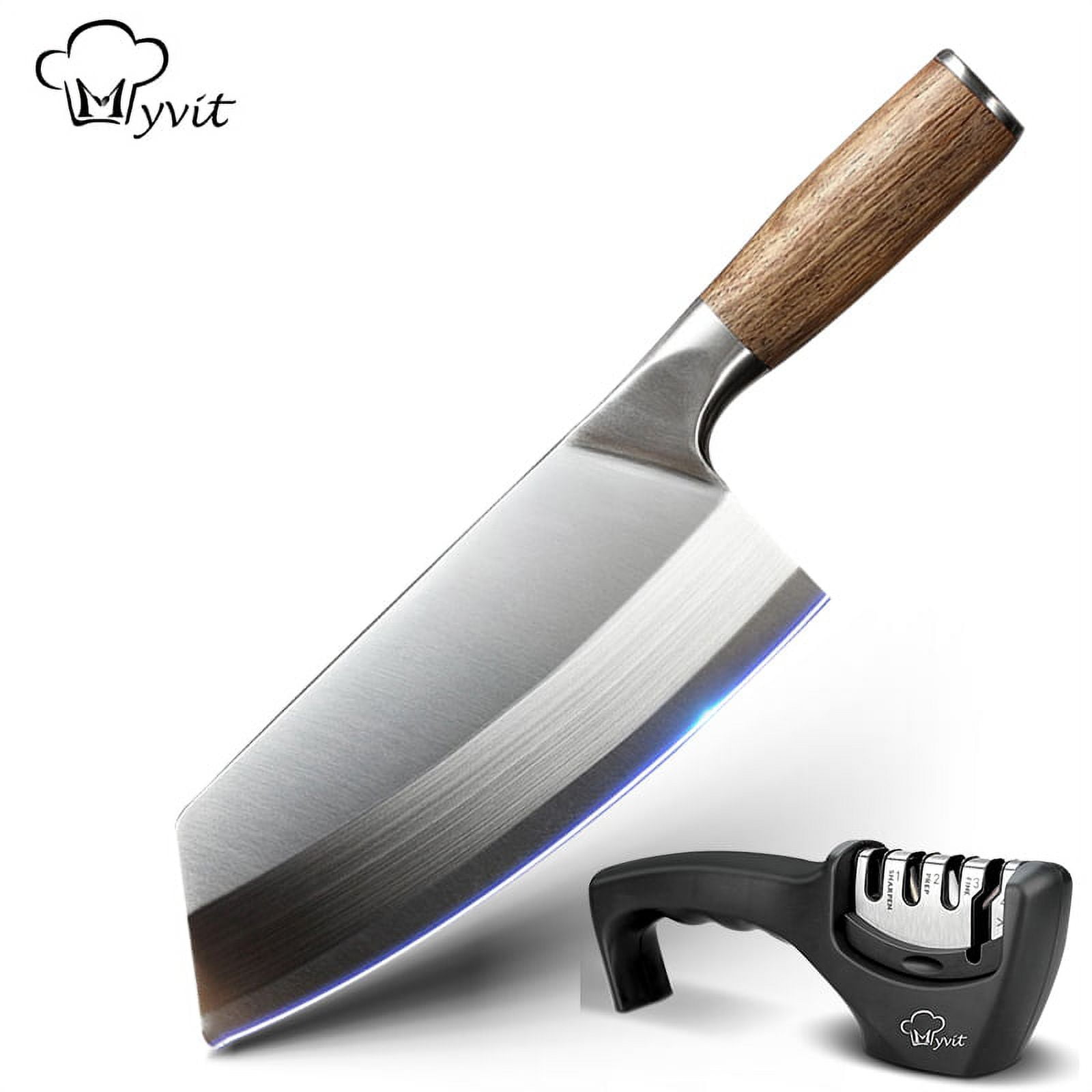 Cleaver Knife, 8inch Meat Cleaver Kitchen Knife with Sharpener - Sharp ...