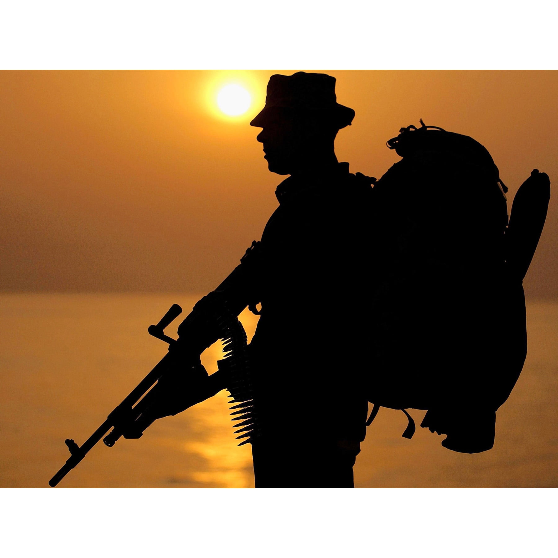 Clee Military UK Marine Guard Duty Silhouette Photo Extra Large XL Wall ...