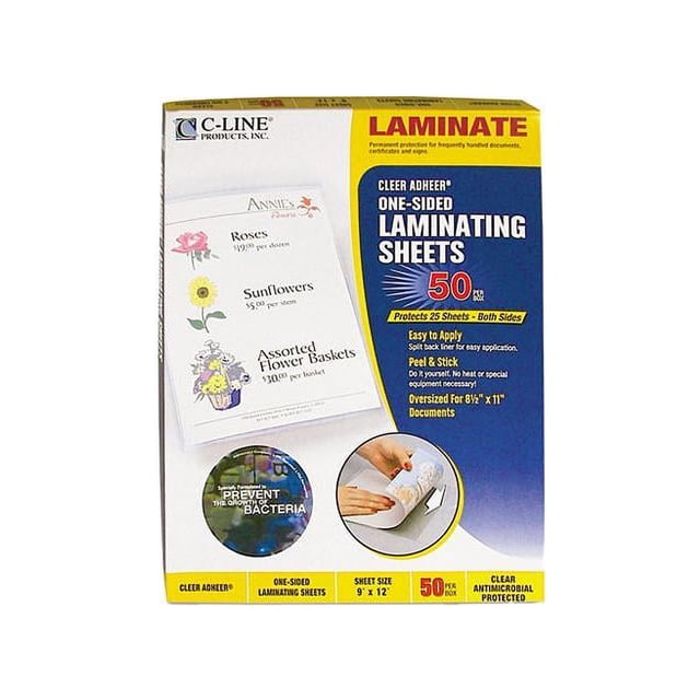 Cleer Adheer Self-Adhesive Laminating Film, 3 mil, 9" x 12", 50/Box ...