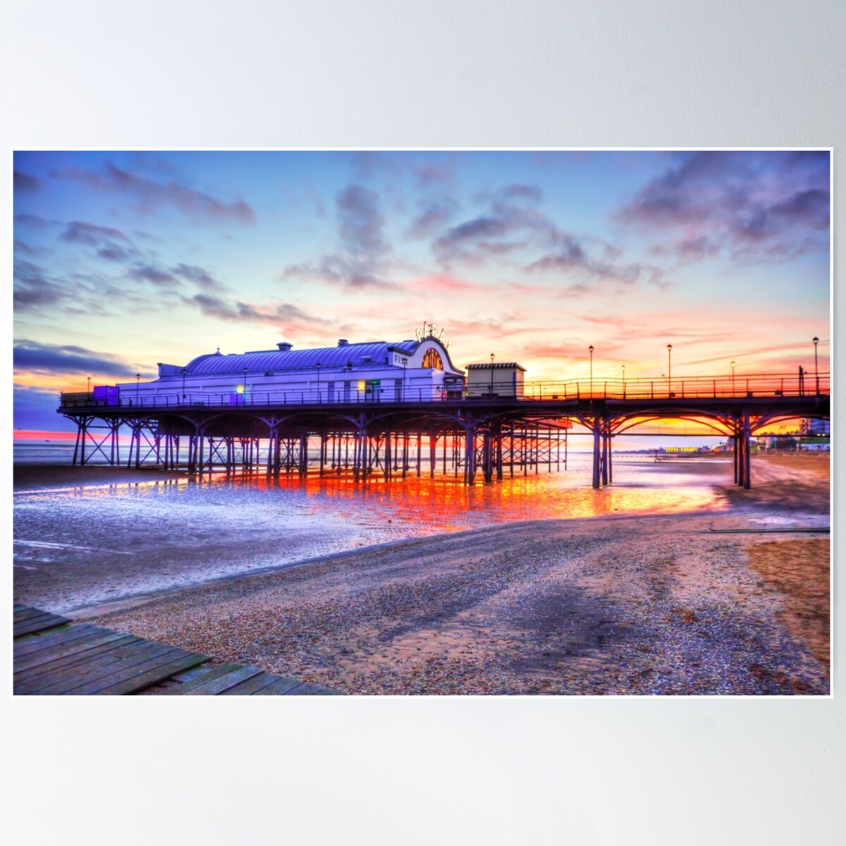 Cleethorpes Pier Dramatic Sunrise Poster Wall Art, Modern Wall Decor ...