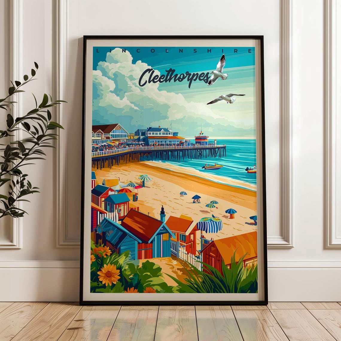Cleethorpes Travel Poster, England Wall Art Print, Illustration Poster ...