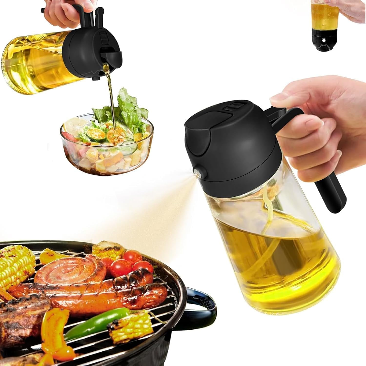 Clefairy Oil Sprayer for Cooking 2 In 1 Oil Dispenser And Oil Sprayer ...