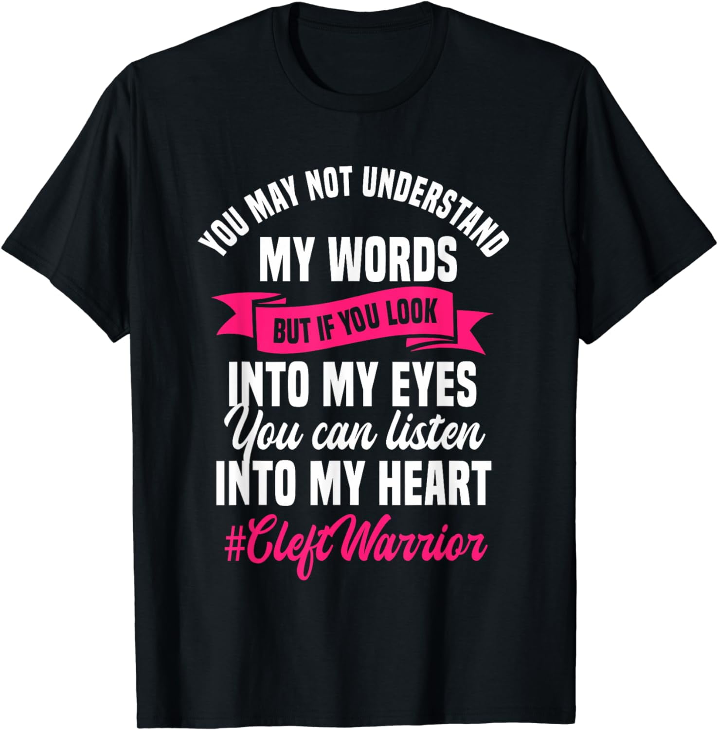 Cleft Lip Palate Warrior Pink Awareness Ribbon Cotton T-Shirt - Walmart.com