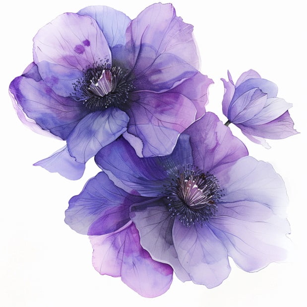 Clematis Flower Car Decal Watercolor, Purple Flower Bumper Sticker ...