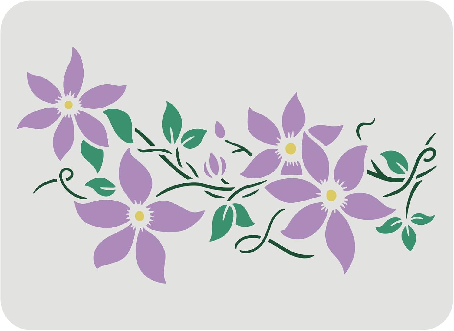 Clematis Stencil 29.7x21cm Classic Wall Border Flower Stencils Clematis Drawing Painting ...