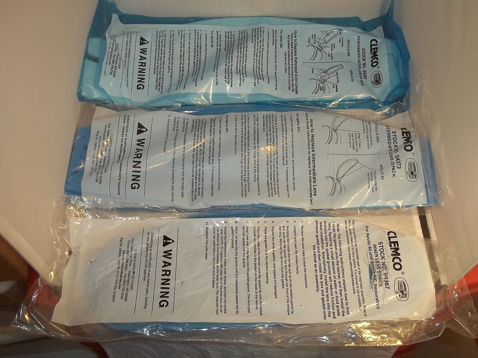 Clemco Apollo 600 & 60 Helmet Lens Sandblasting Inner Intermediate ...