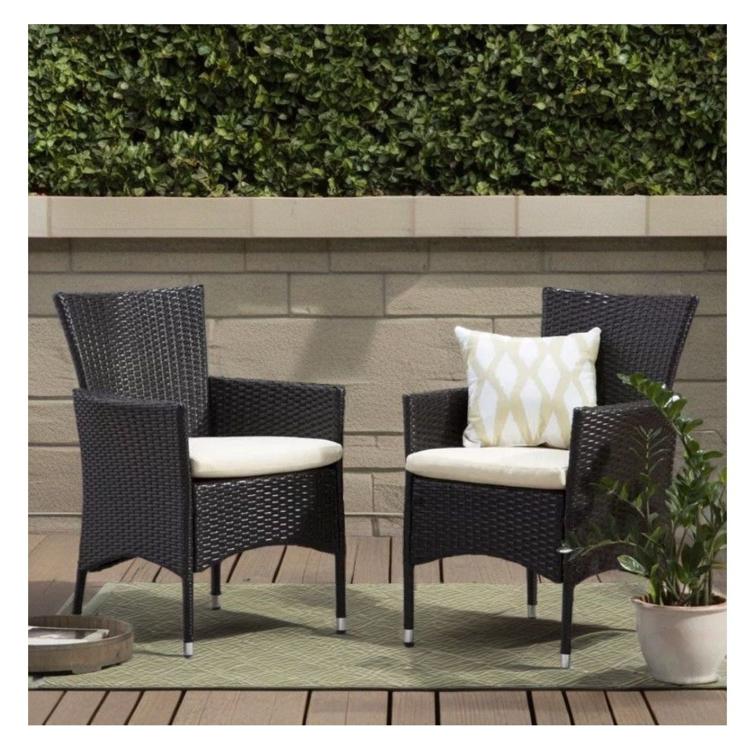 Clementine Outdoor Brown Wicker Dining Chairs Set - Multibrown PE ...