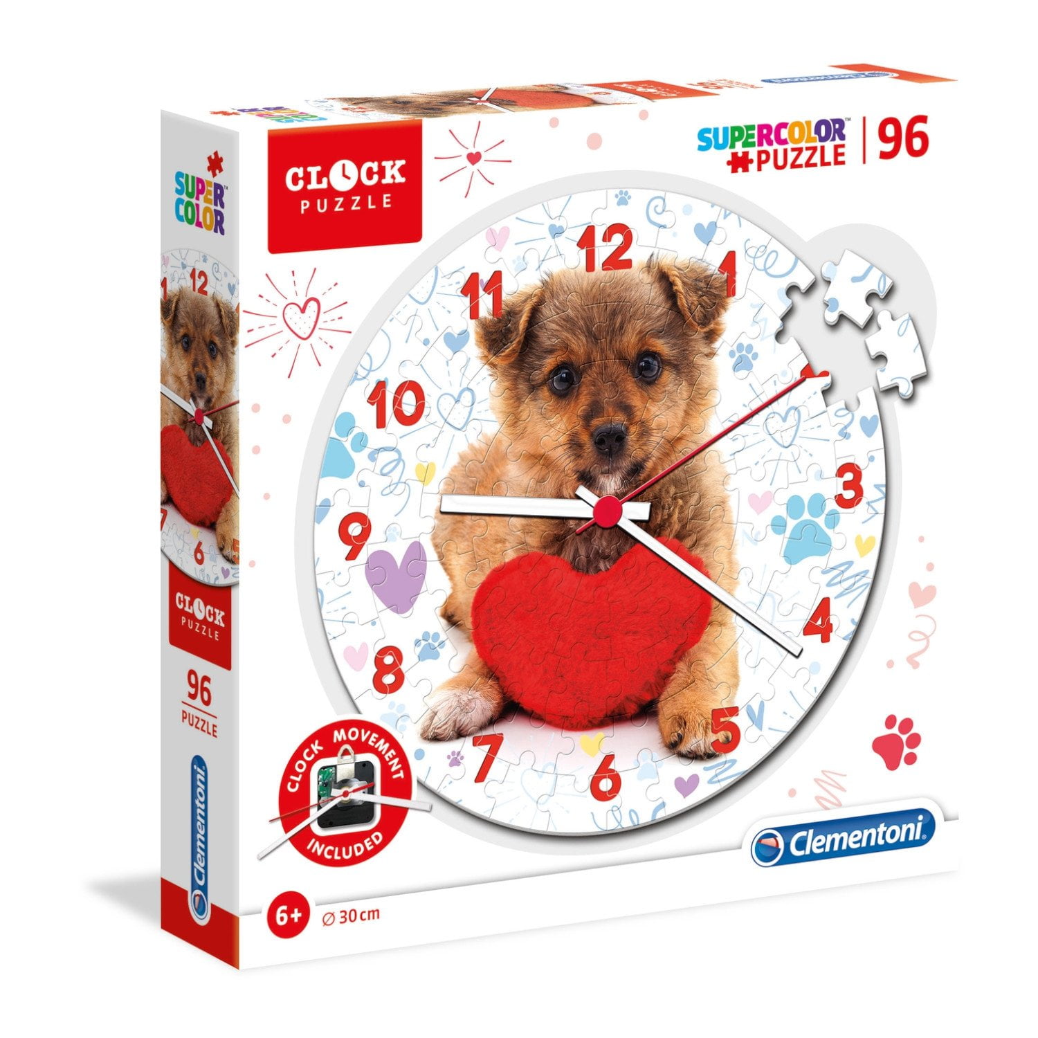 Clementoni - 230396 | Cute Puppy Clock 96 Pc Puzzle - Walmart.com