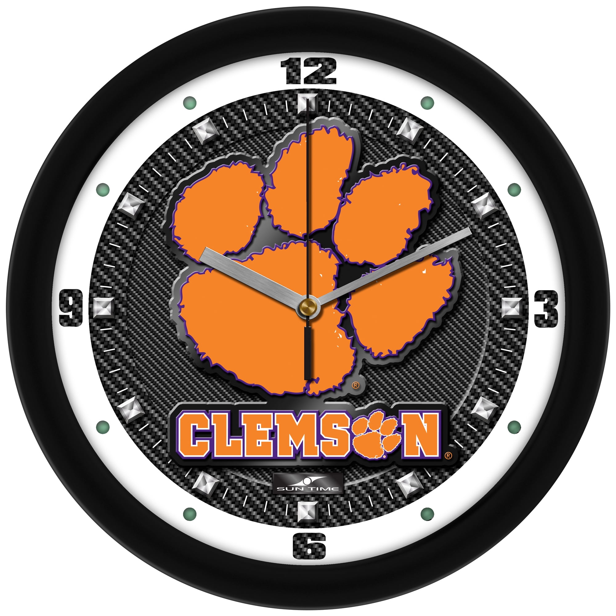 Clemson Tigers 11.5'' Suntime Sports Premium Glass Face Carbon Fiber ...