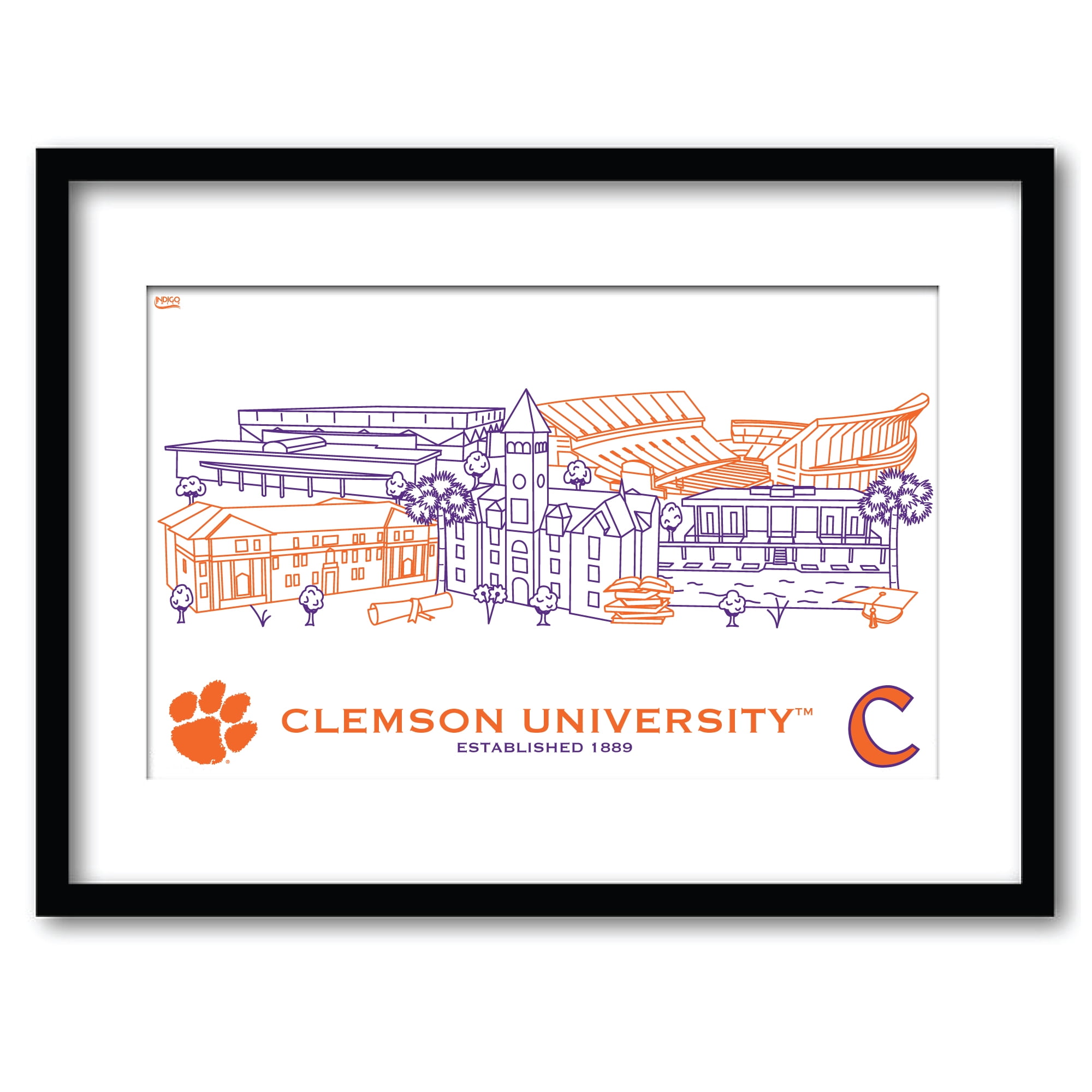 Clemson Tigers 11" x 14" Framed Campus Wall Art Collage - Walmart.com