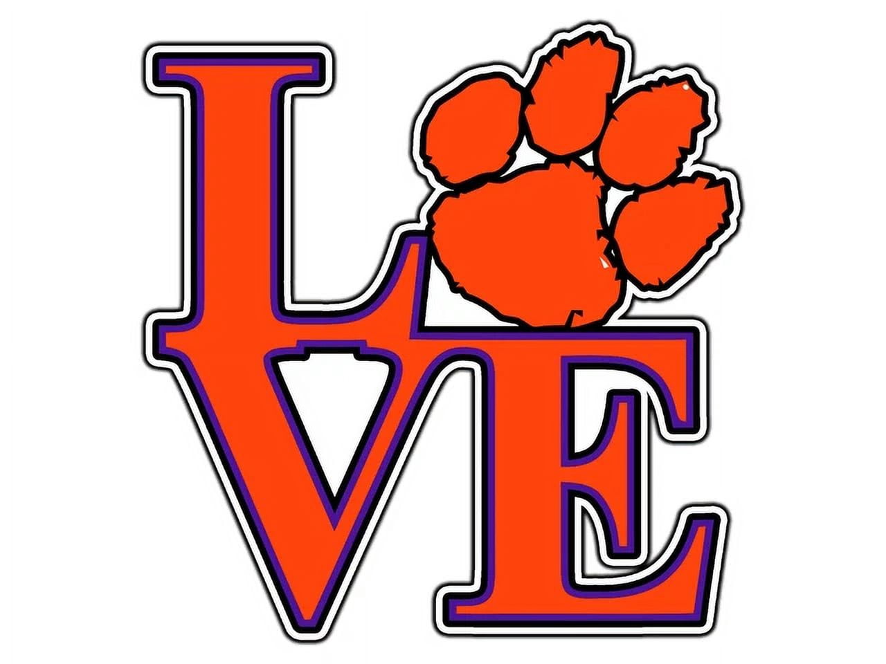 Clemson Tigers Love Logo Waterproof Sticker Phone Decal Water Bottle ...