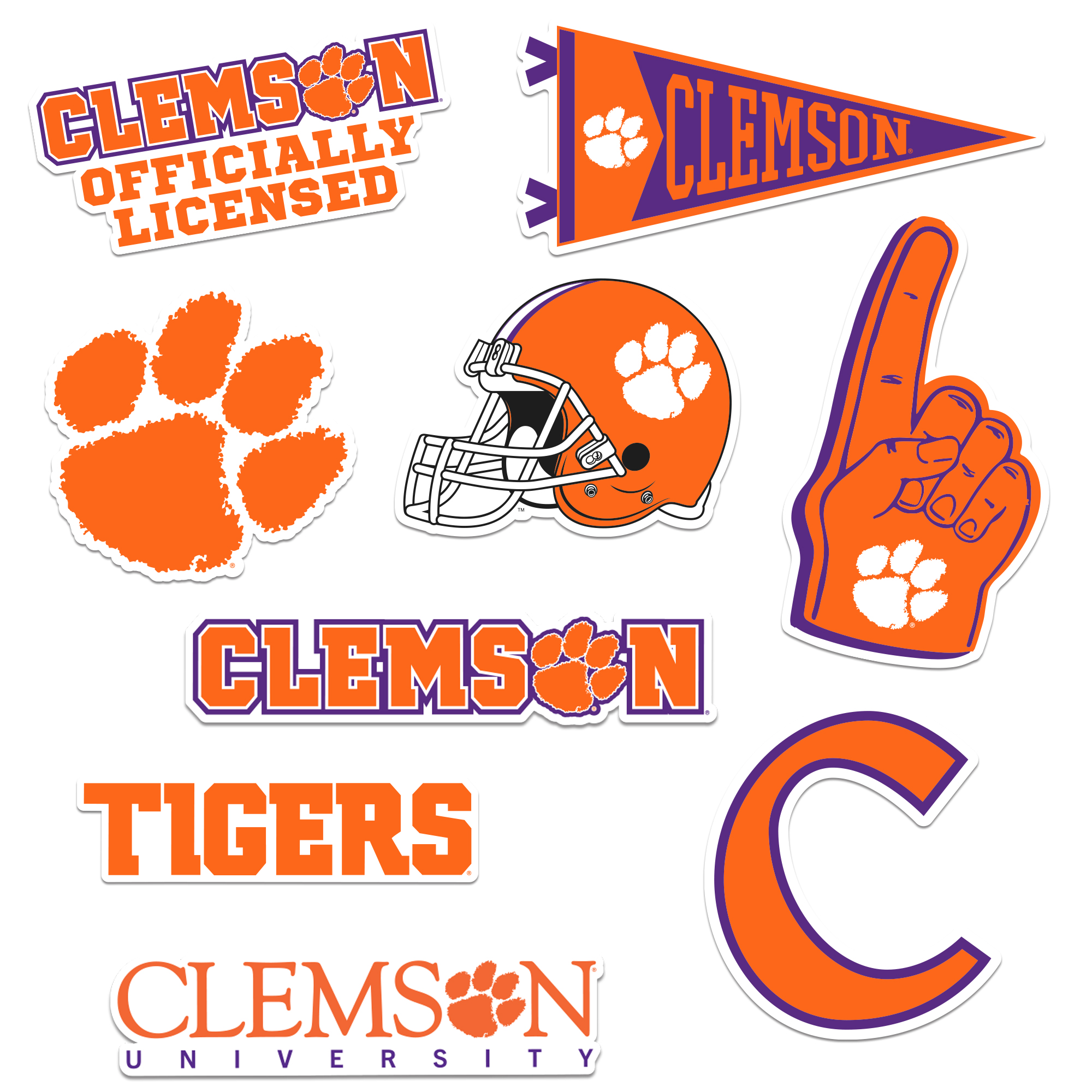 Clemson University 8ct Vinyl Large Deluxe Stickers Variety Pack ...