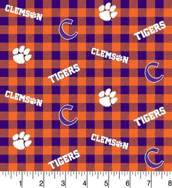 Clemson University Cotton Fabric-Sold by the Yard-Buffalo Plaid Design ...