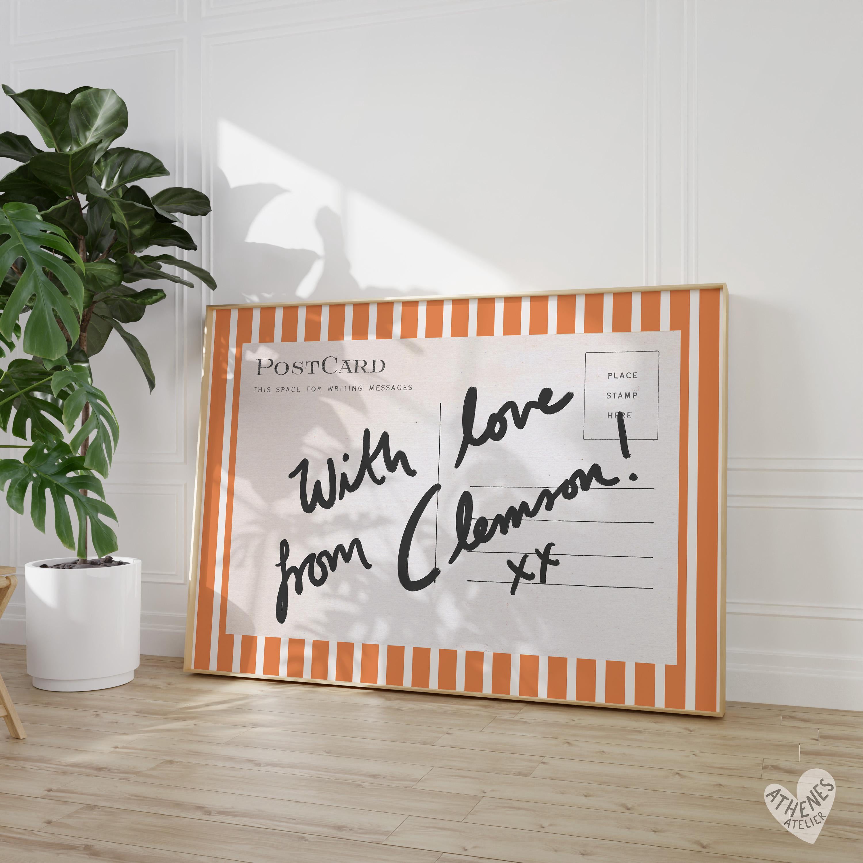 Clemson Wall Art, Horizontal Above Bed Art, Narrow Wall Art, Vintage ...