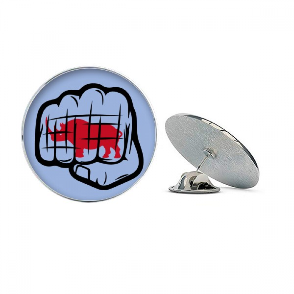 Clenched Rhinoceros Imprisoned Free Round Metal Tack Hat Pin Brooch ...