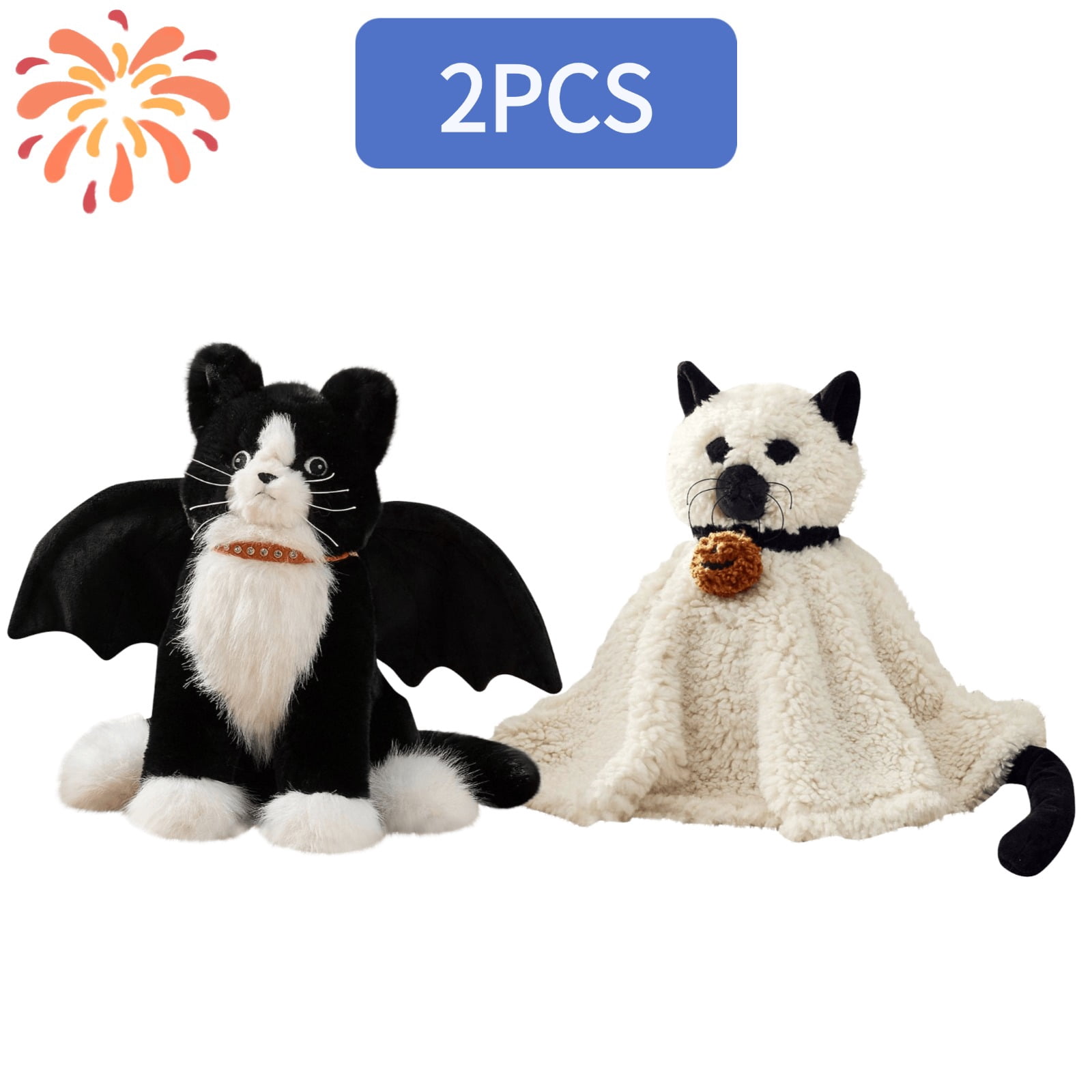 Cleo The Cat Ghost & Boo the Bat Wing Cat Shaped Pillow,12.31Inch ...