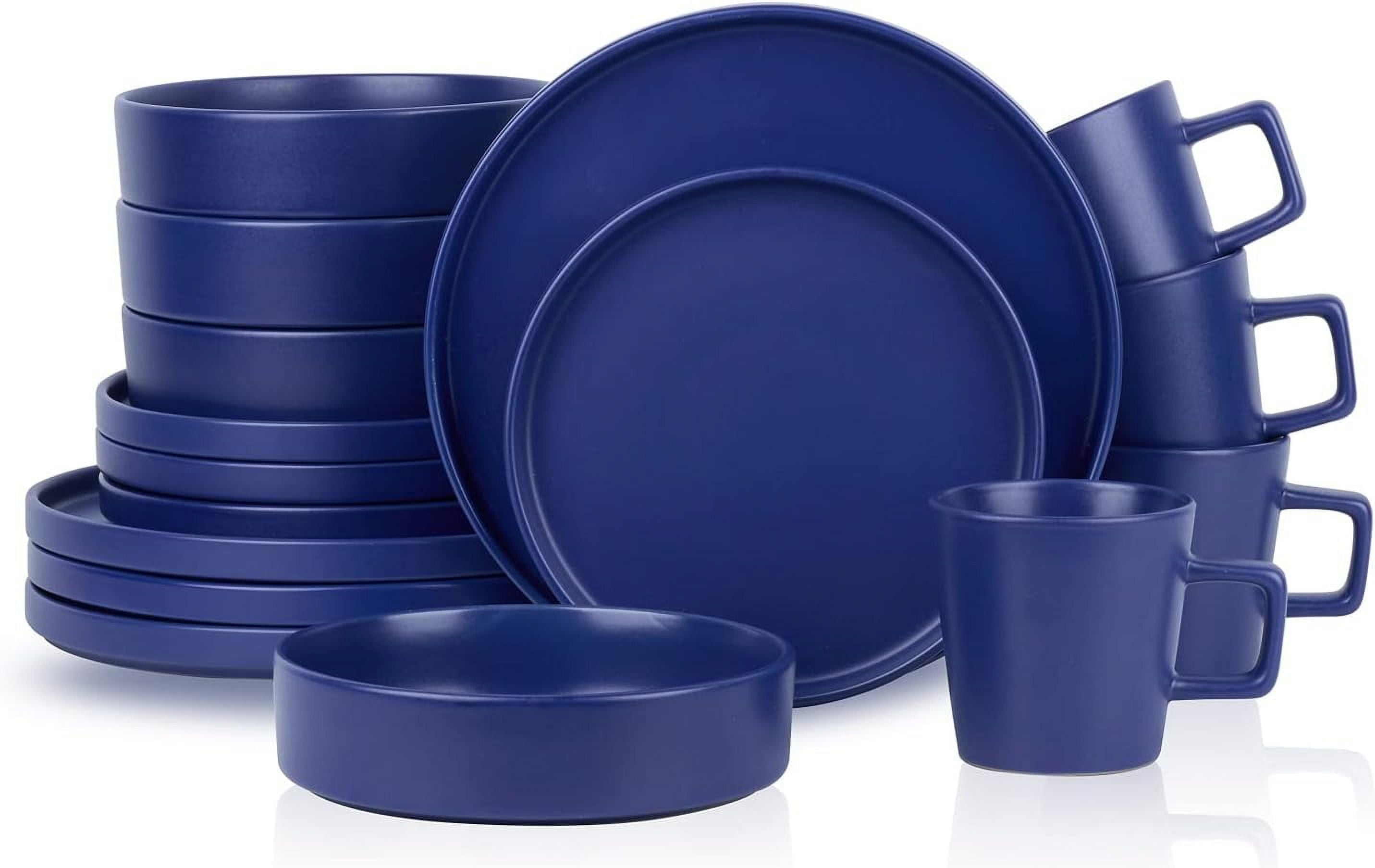 Cleo Modern Stoneware 16-Piece Dinnerware Set, Plates and Bowls Set ...