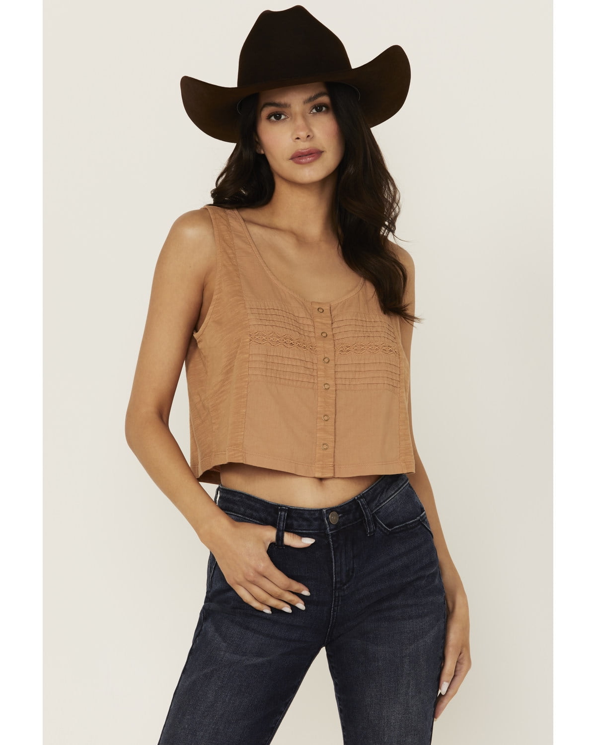 Cleo + Wolf Women's Brighton Cropped Pintuck Tank - CLSU24K12-BZ US ...