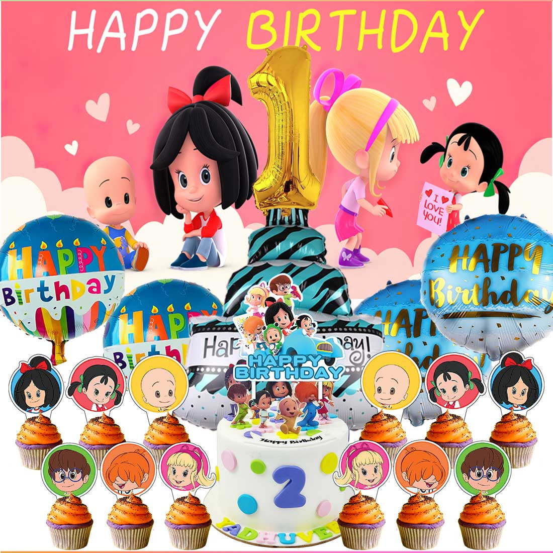 Cleo and Cuquin Party Supplies Decor 1st Kit Balloons Birthday Cake ...
