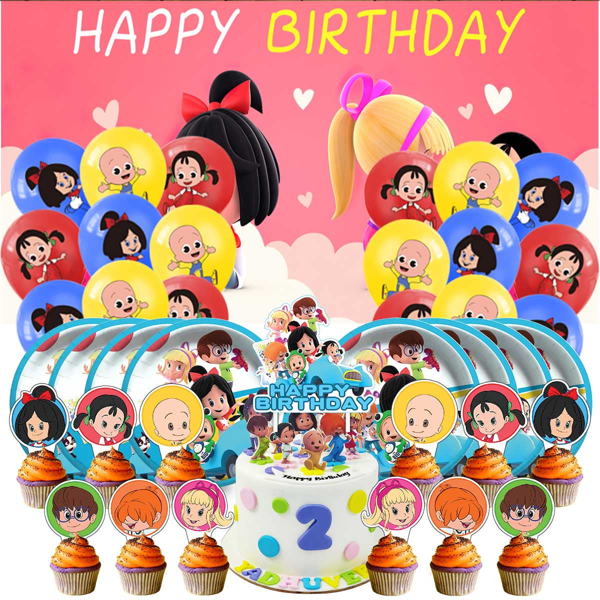 Cleo and Cuquin Plates Balloons Party Supplies Decor Backdrop Cake ...