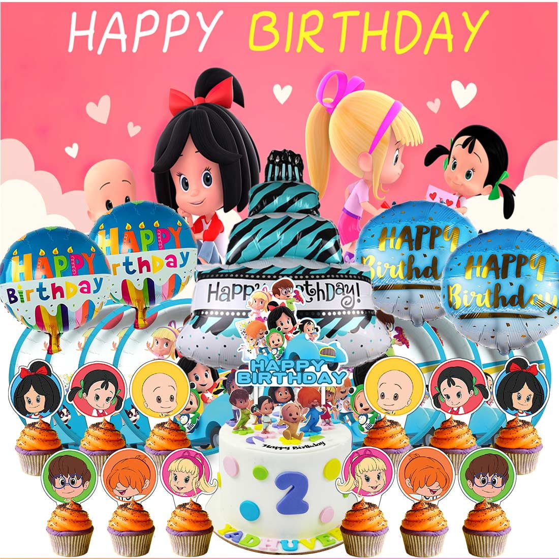 Cleo and Cuquin Supplies Plates Decoration Backdrop Banner Birthday ...
